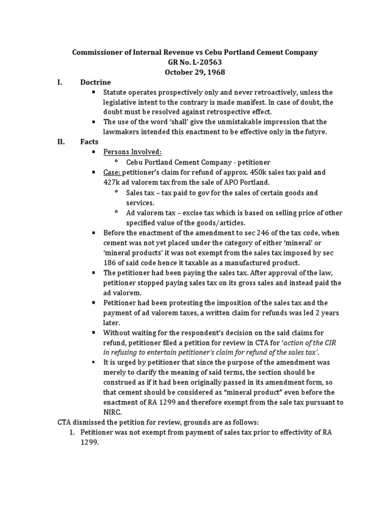 Commissioner of Internal Revenue Vs Cebu Portland Cement Company GR No ...