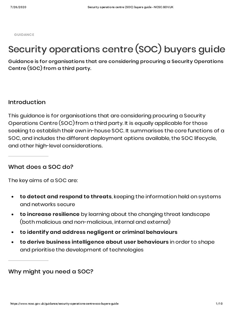 Security Operations Centre Soc Buyers Guide | PDF | System On A Chip ...