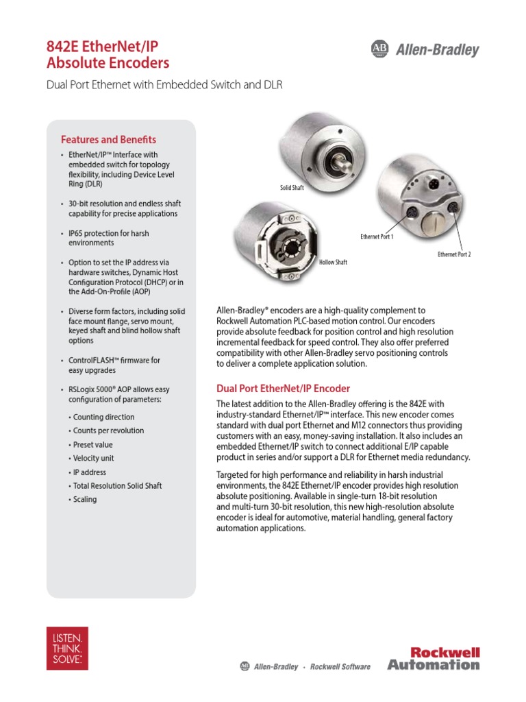 842E Ethernet/Ip Absolute Encoders: Dual Port Ethernet With Embedded ...