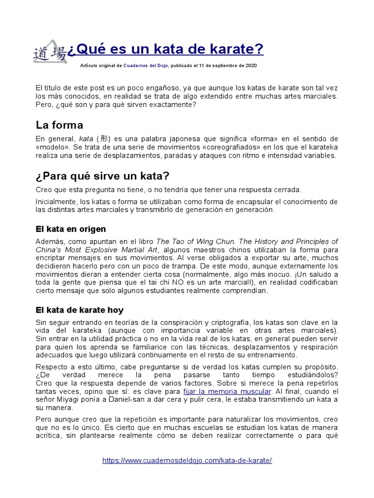 Qué es un kata de karate | PDF | Kata | Kárate