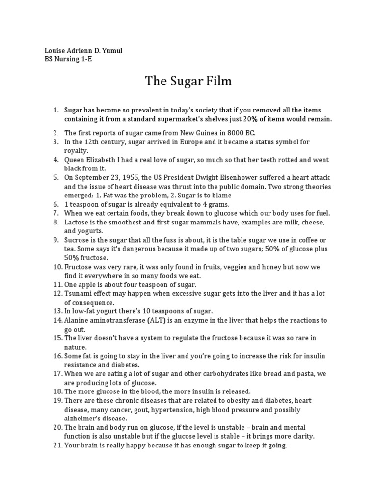 The Sugar Film: How Sugar Became So Prevalent | PDF | Fructose ...