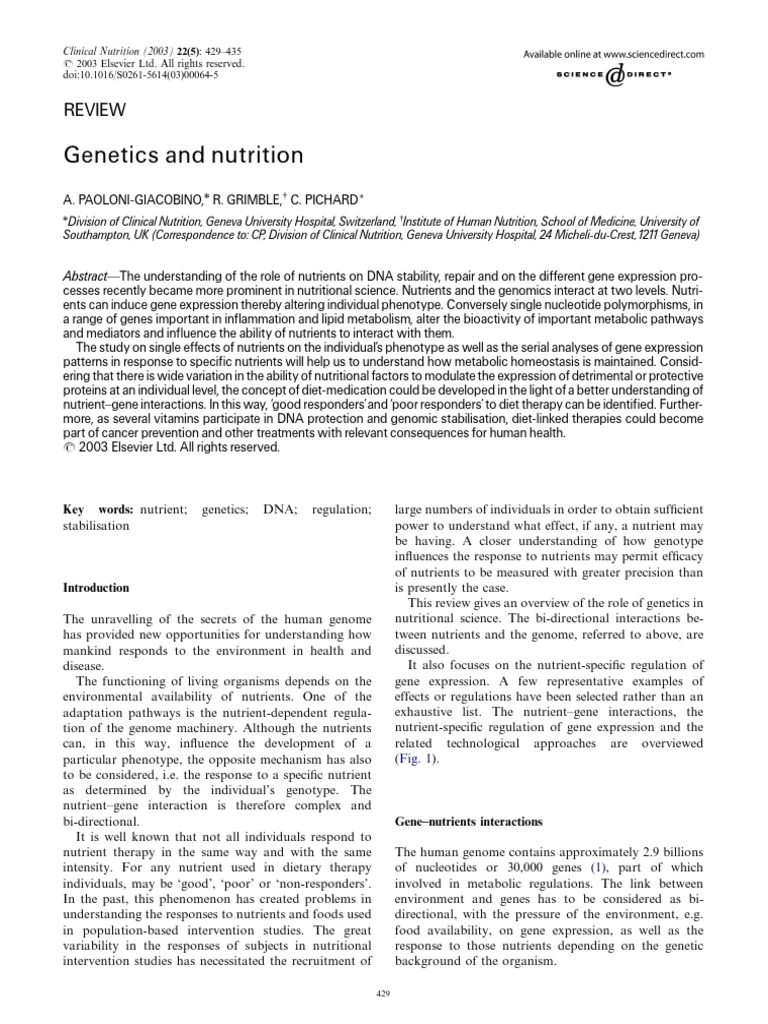 Genetics and Nutrition: Review | PDF | Gene Expression | Gene