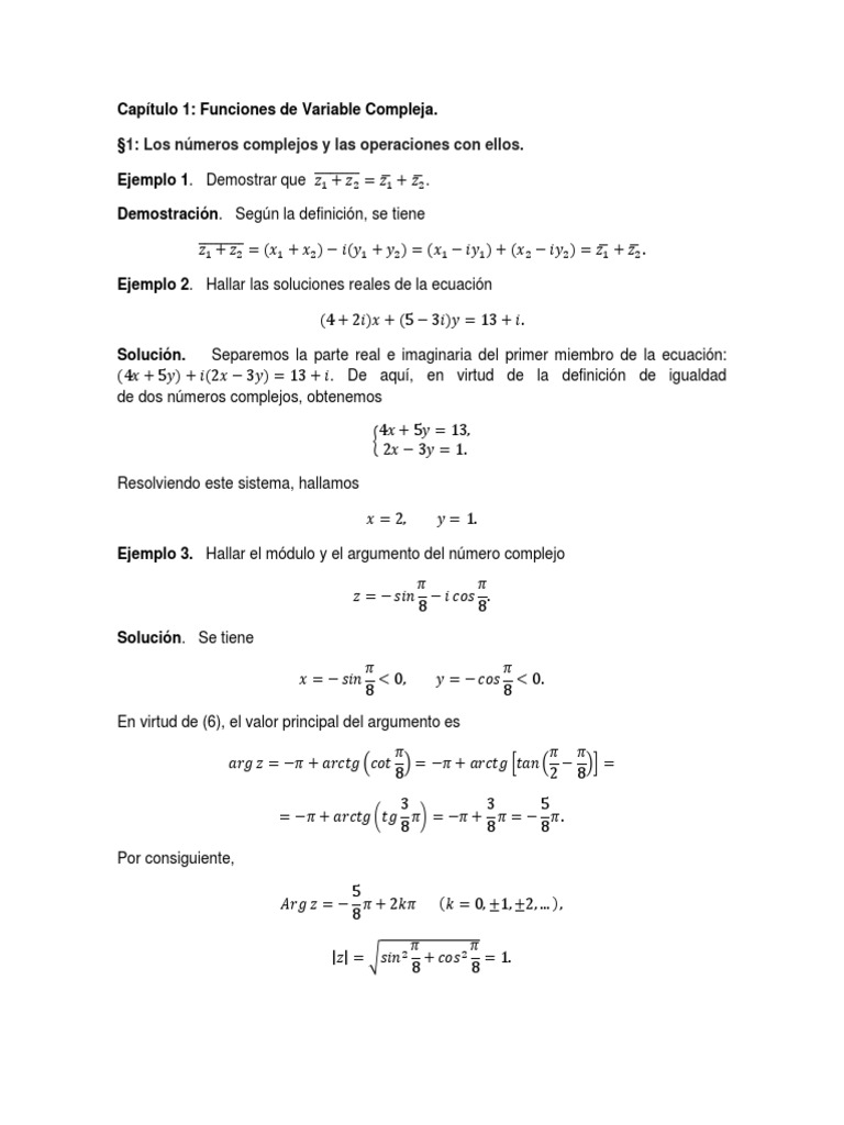 Ejemplos de Variables Complejas | PDF | Pi | Número complejo