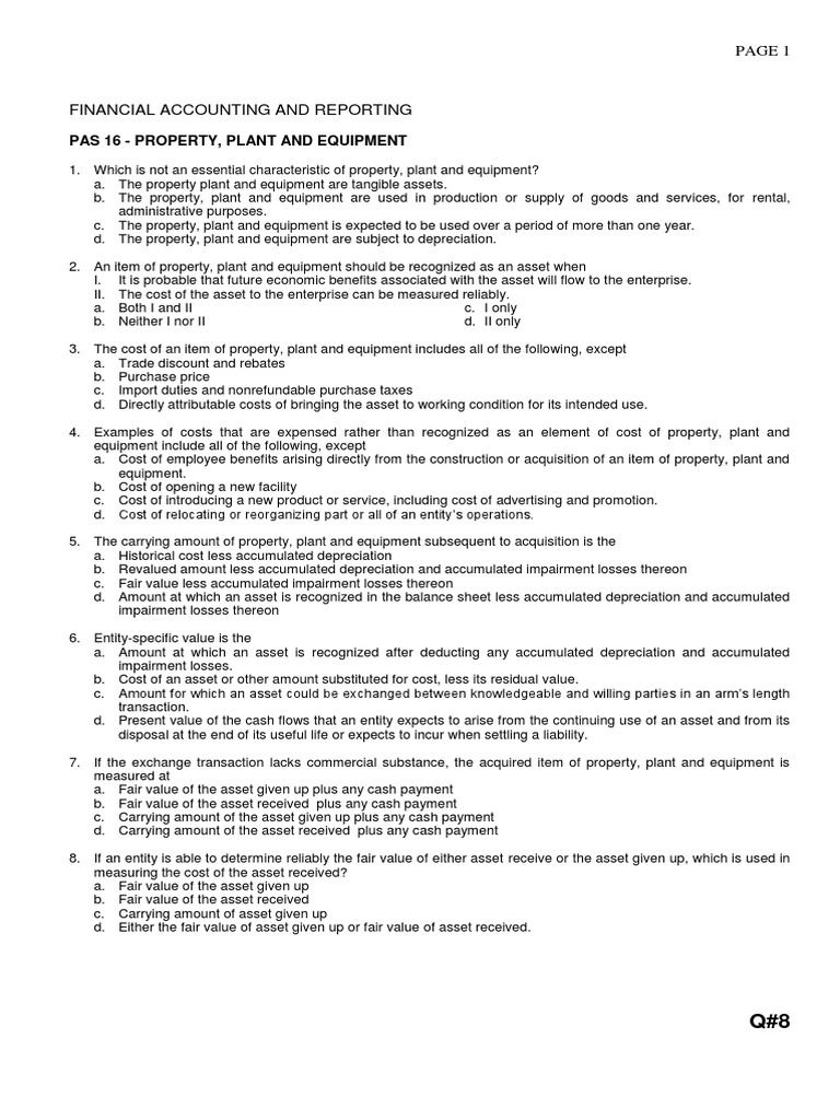 PAS 16 Property, Plant and Equipment | PDF | Depreciation | Fixed Asset