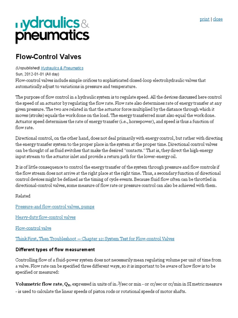 Flow Control Valves: Print Close | PDF