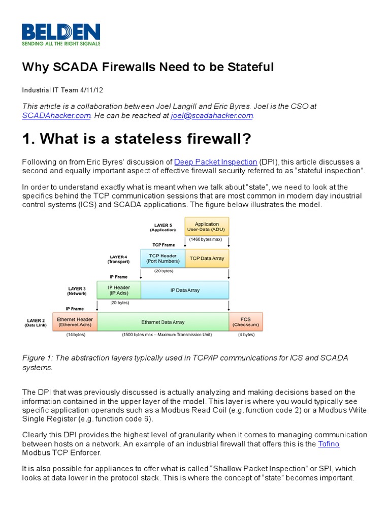 What Is A Stateless Firewall?: Why SCADA Firewalls Need To Be Stateful | PDF | Firewall ...