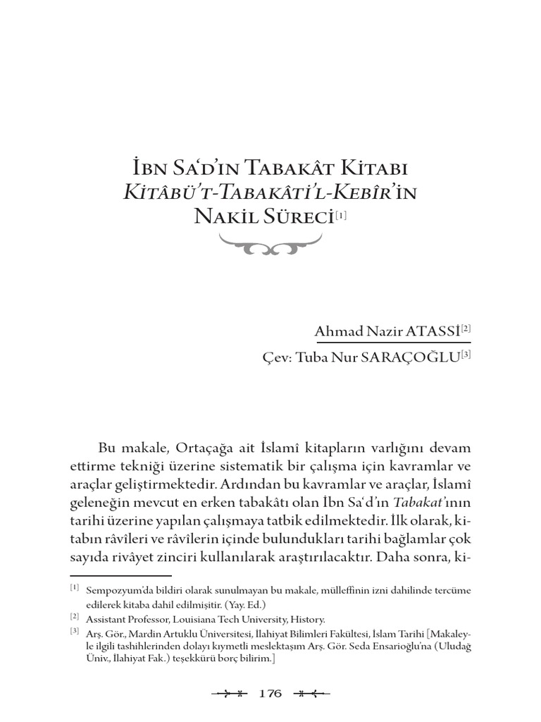 Ibn Sadin Tabakat Kitabi Kitabut-Tabakat PDF | PDF