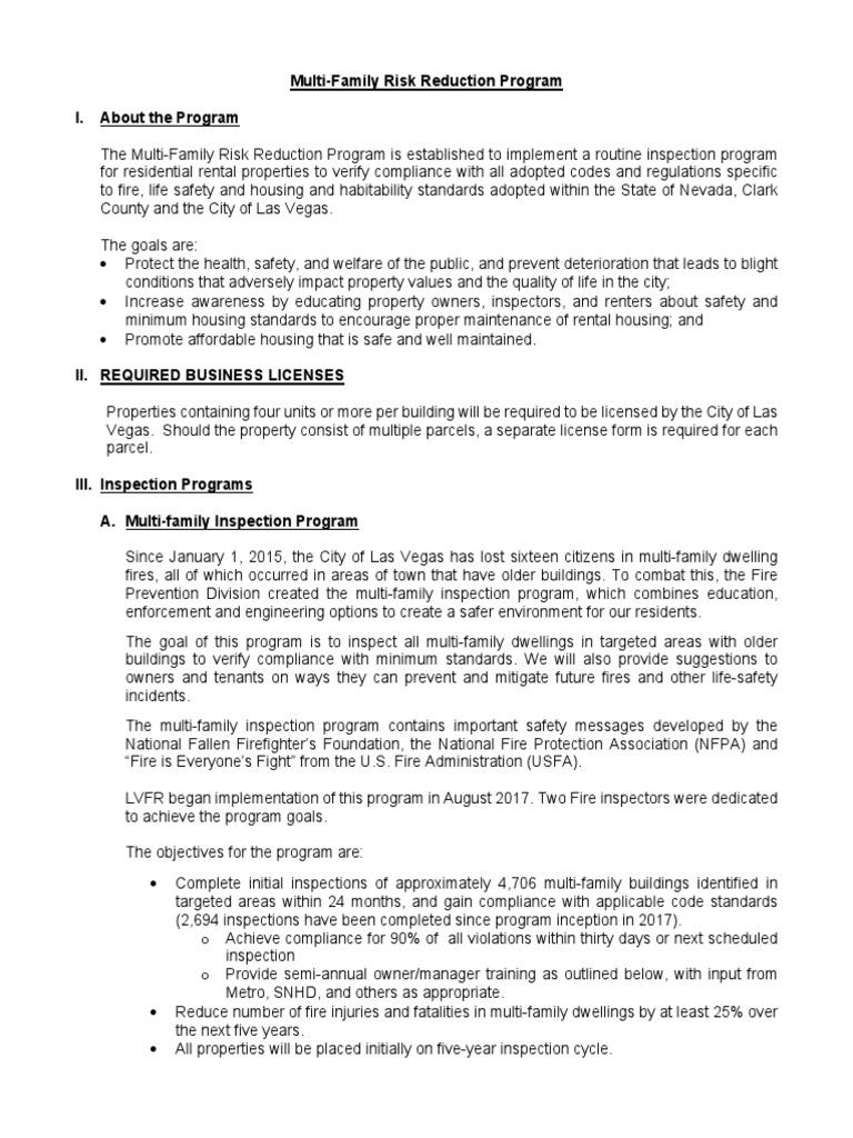 Las Vegas: Multi-Family Risk Reduction Program | PDF | Fire Safety | Safety
