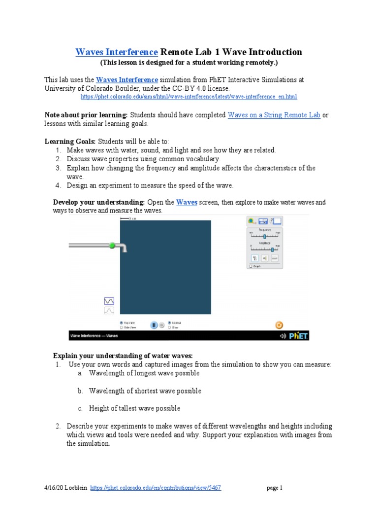 Waves Interference Remote Lab1 | PDF | Wavelength | Waves