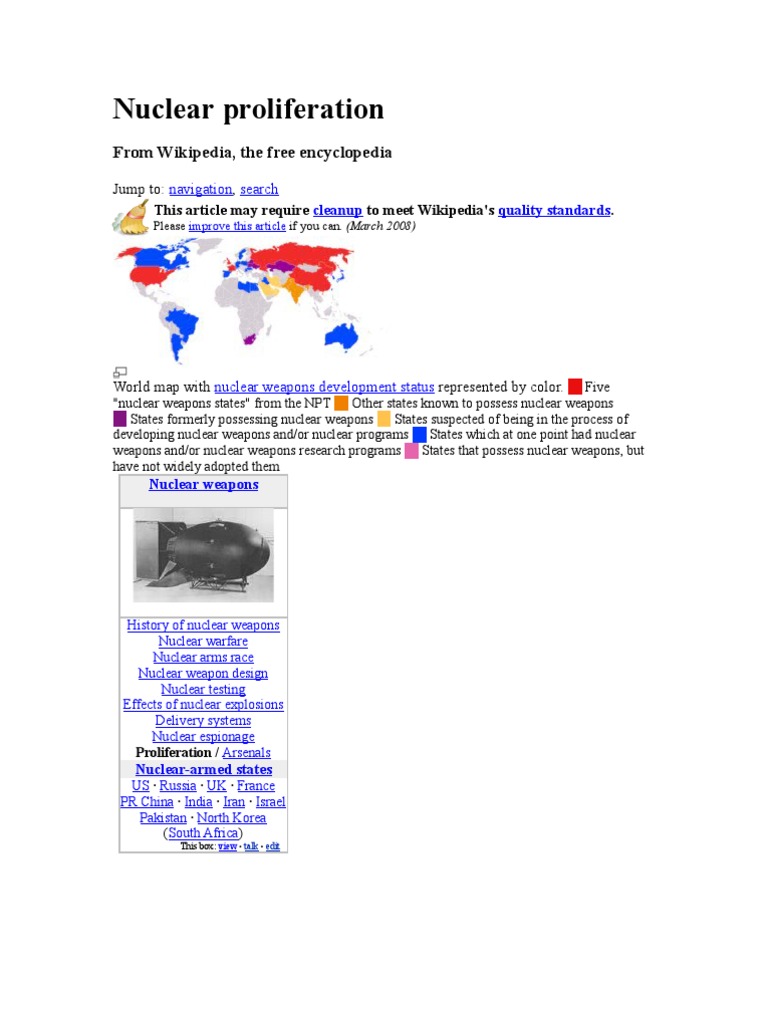 Nuclear Proliferation: From Wikipedia, The Free Encyclopedia | PDF ...