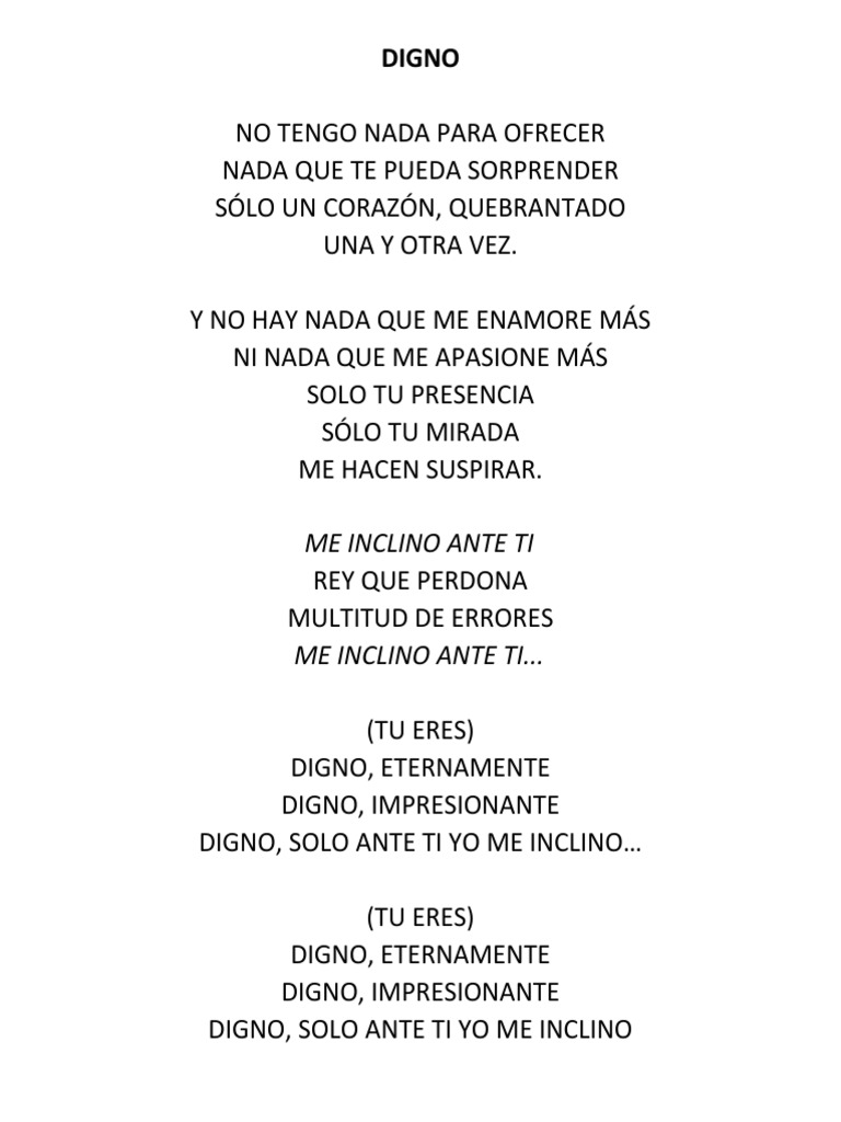 Digno Letra Original | PDF