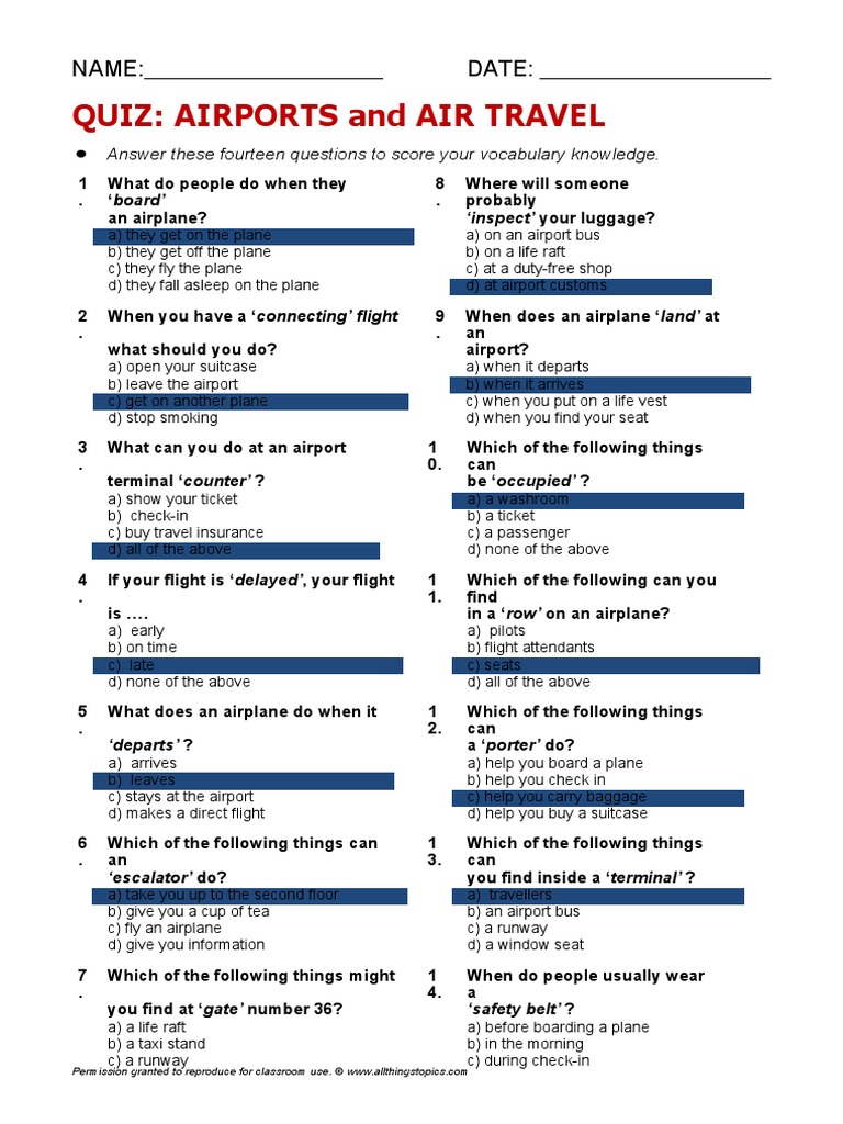 Garmendia - Josue - Airports and Air Travel Worksheet | PDF | Airport ...