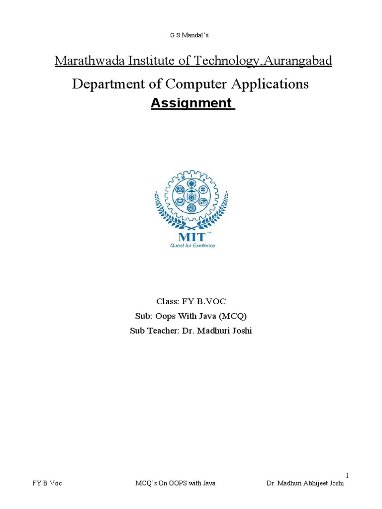 Department of Computer Applications: Marathwada Institute of Technology, Aurangabad | PDF ...