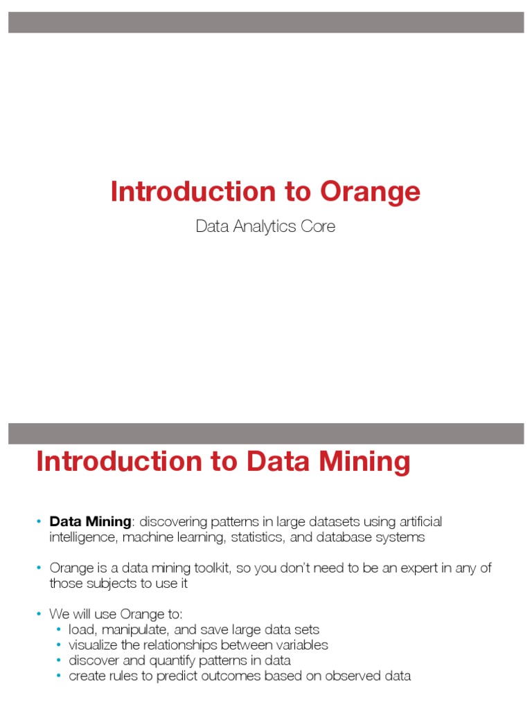Introduction To Orange: Data Analytics Core | PDF | Data Mining | Scatter Plot