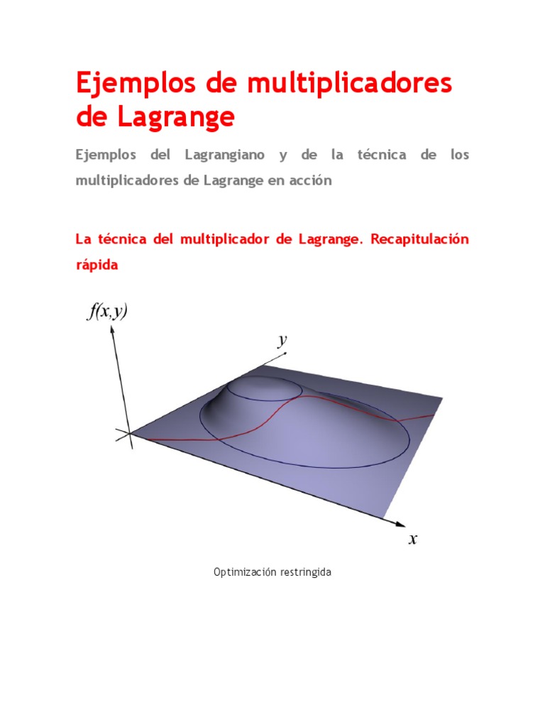 Ejemplos de Muliplicadores de Lagrange | PDF | Objetos matemáticos | Matemáticas Aplicadas