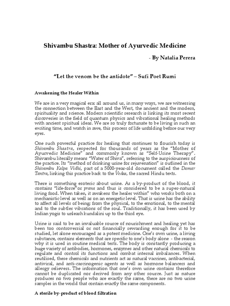 Shivambu Shastra | PDF | Urine | Homeopathy