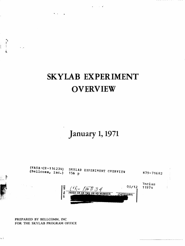 Skylab Experiment Overview | PDF | Skylab | Apollo Command/Service Module