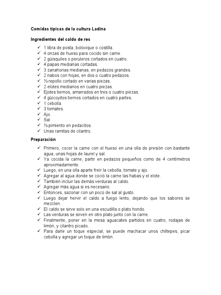 Comidas Típicas de La Cultura Ladina | PDF | Cilantro | Mariscos