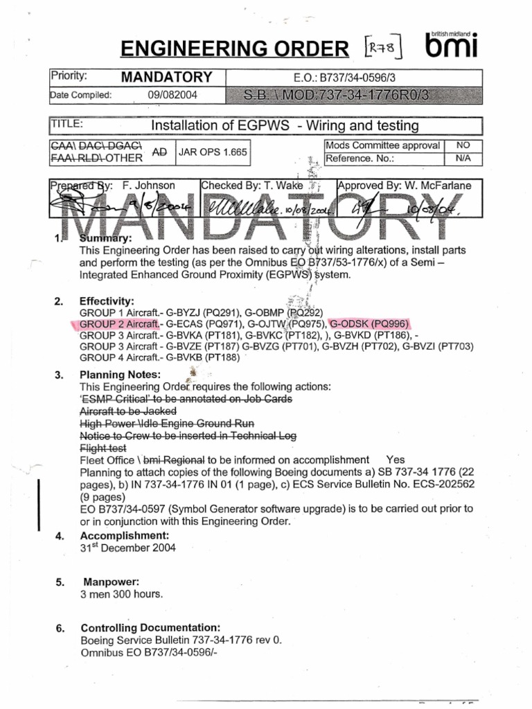 Engineering Order: Mandatory | PDF | Electrical Wiring | Safety