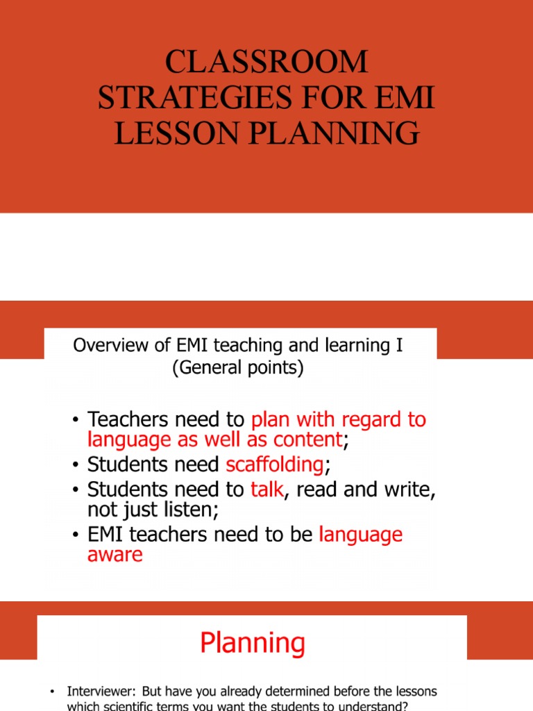 Startegies For Emi Lesson Planning | PDF