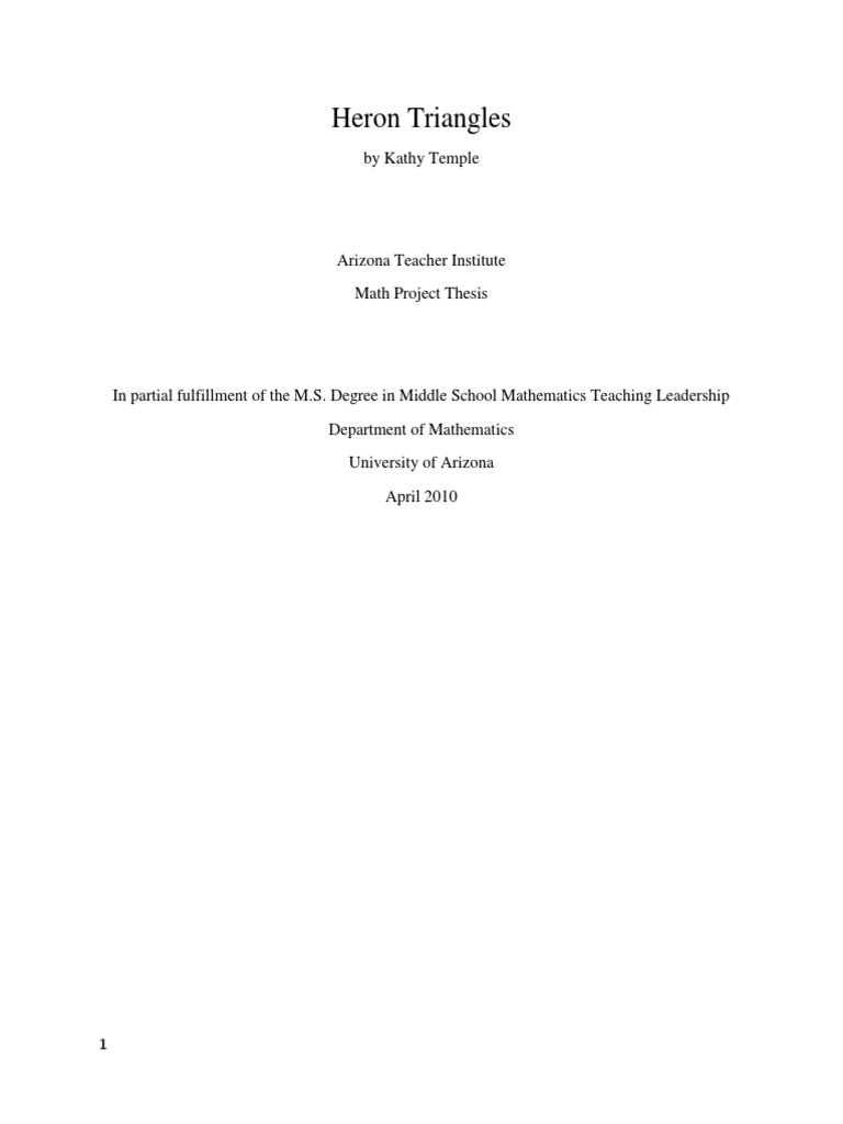 Heron Triangles: by Kathy Temple | PDF | Area | Triangle