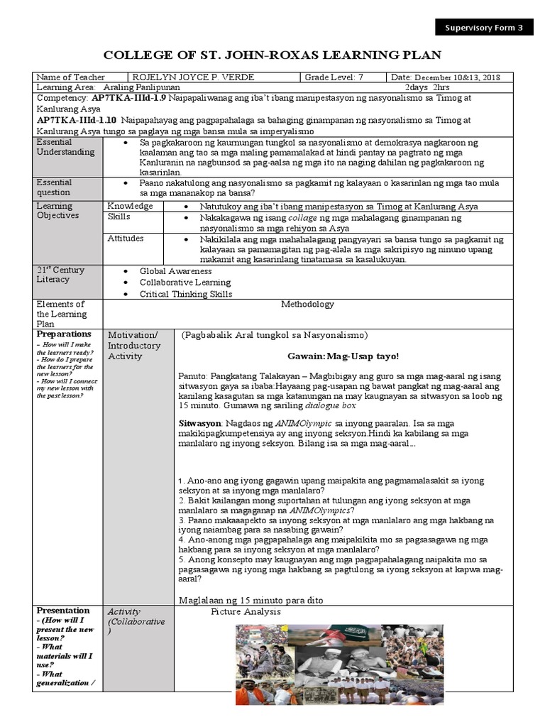 College of St. John-Roxas Learning Plan | PDF