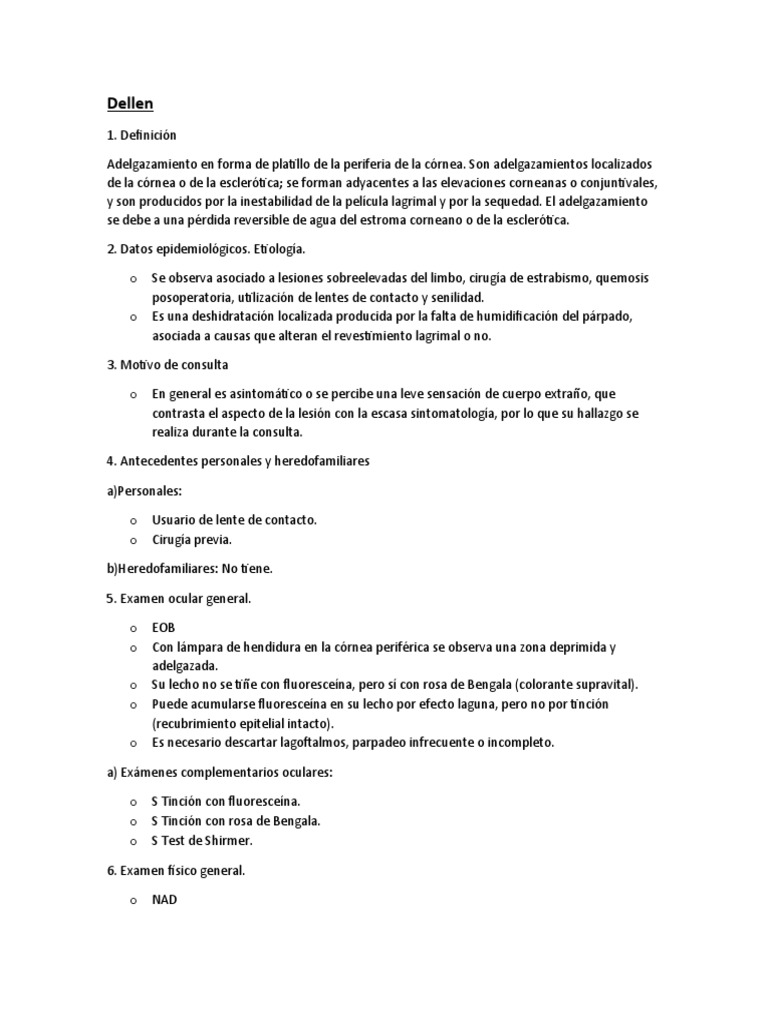 Dellen: Adelgazamiento Corneal y Tratamiento | PDF | Oftalmología | Ojo ...