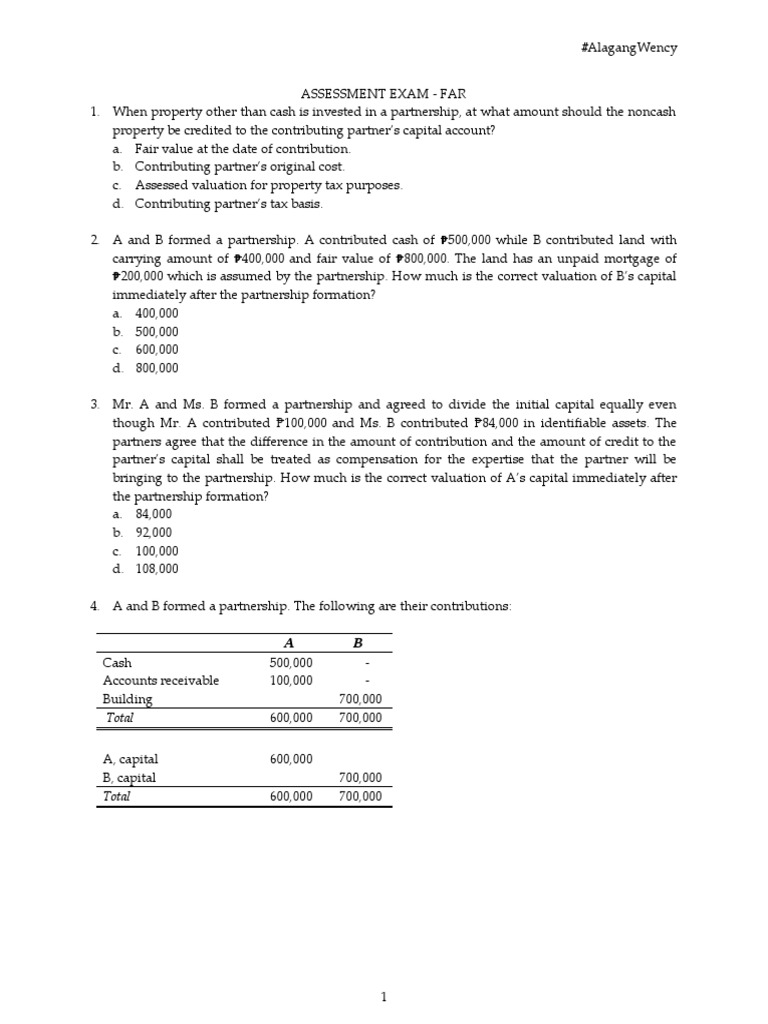 FAR Assessment-Exam | PDF | Treasury Stock | Balance Sheet
