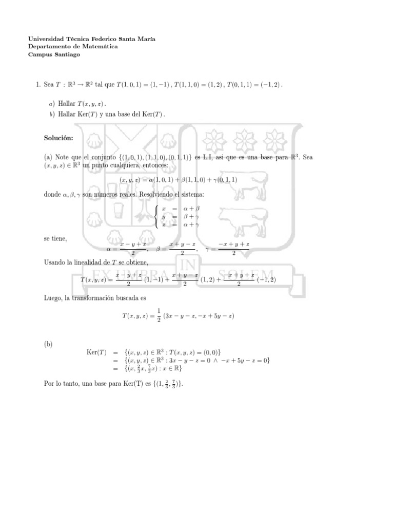 Ejercicios Resueltos Transformaciones Lineales PDF | PDF | Mapa lineal | Funciones y mapeos