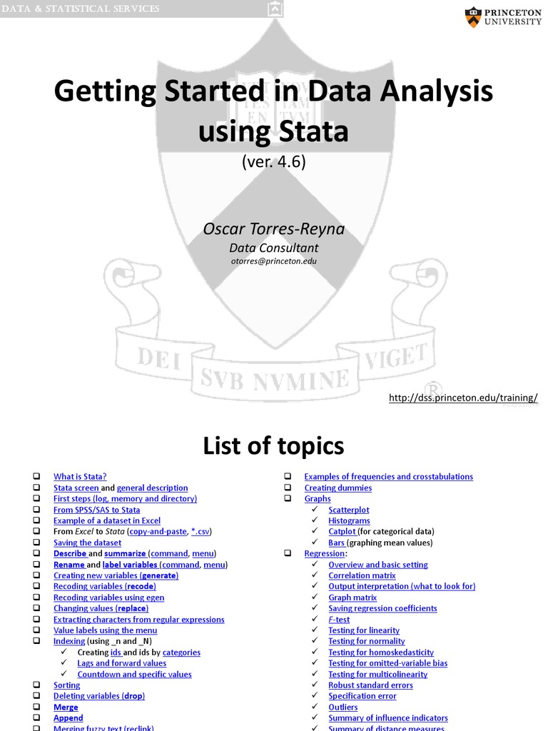 Stata Tutorial Pdf Regression Analysis Standard Deviation