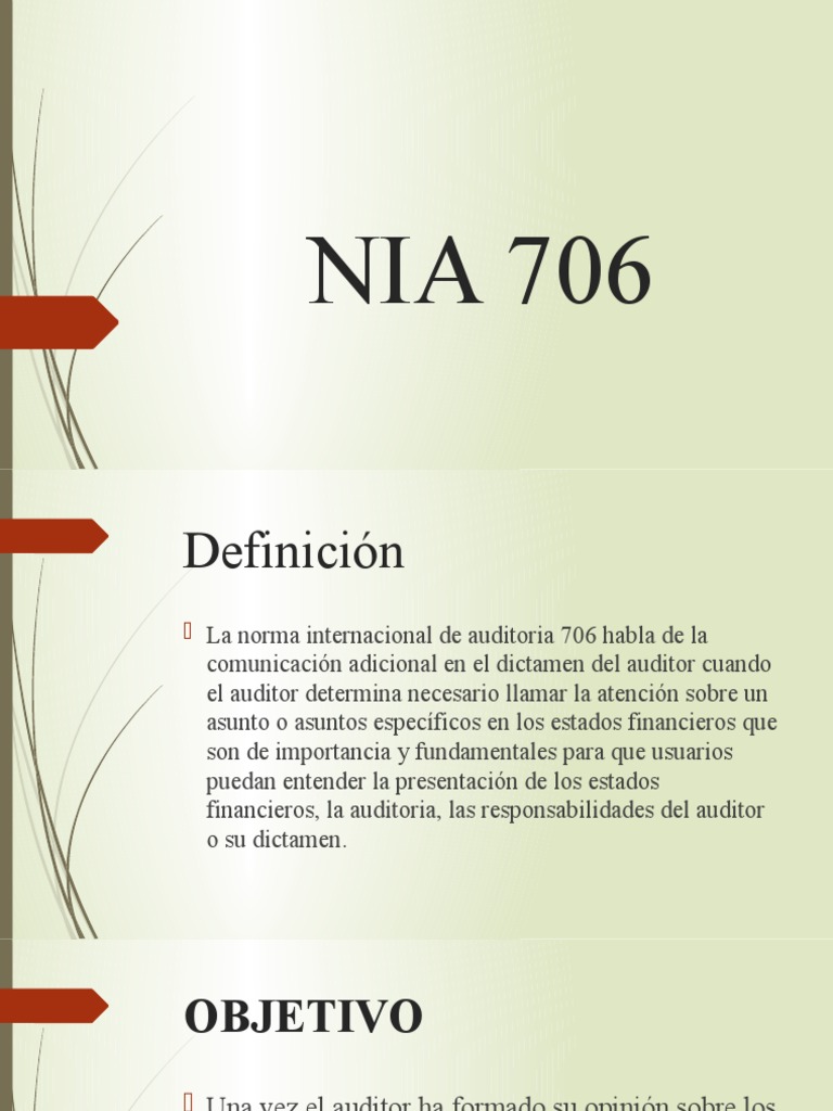 Nia 706 | PDF | Auditoría | Contralor