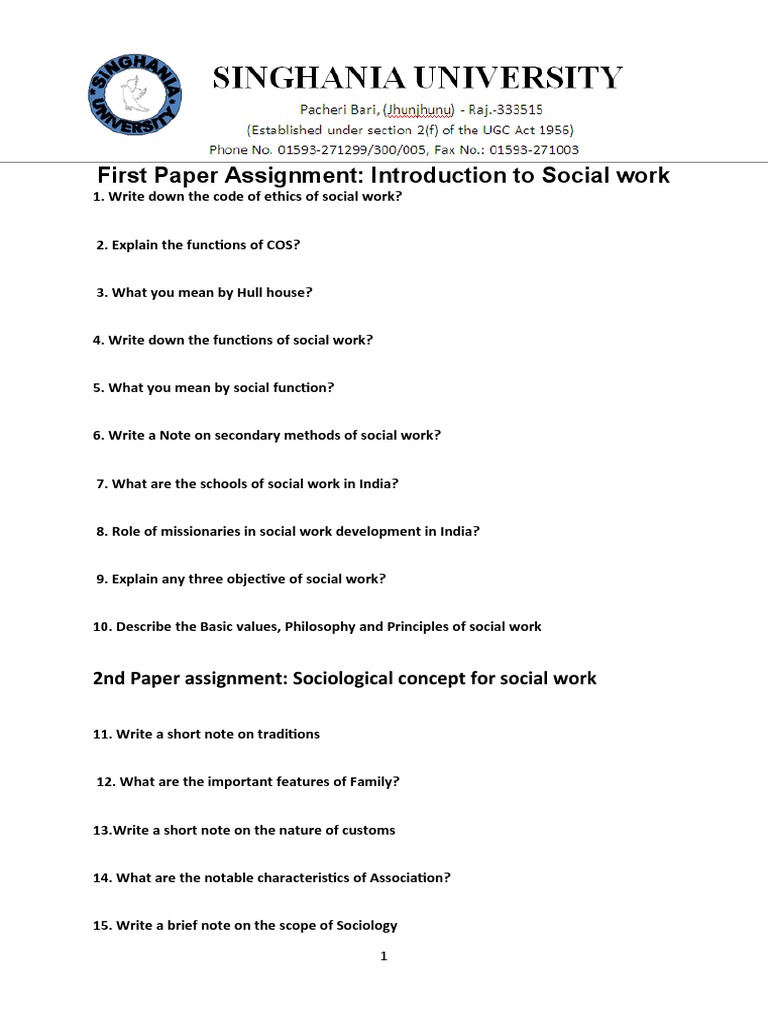 BSW Assignment | PDF | Social Work | Sociology
