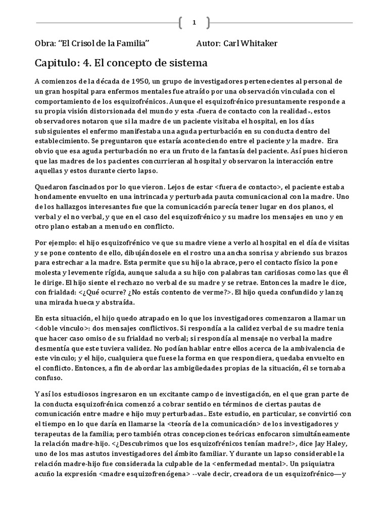 Cap 4 El Concepto de Sistema en El Crisol de La Familia - Carl Whitaker PDF | PDF ...