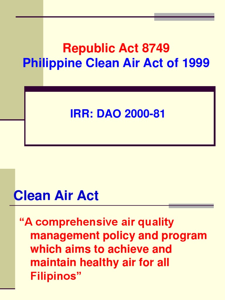 Philippine Clean Air Act | PDF | Clean Air Act (United States) | Air ...