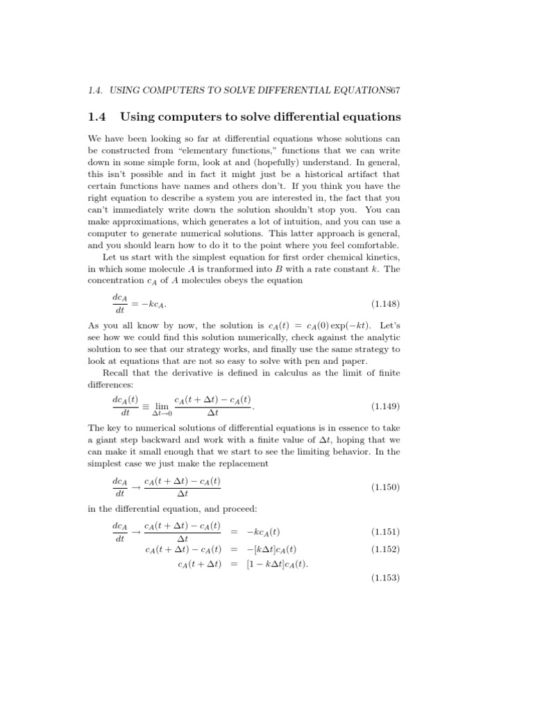 1.4. Using Computers To Solve Differential Equations67 | PDF ...