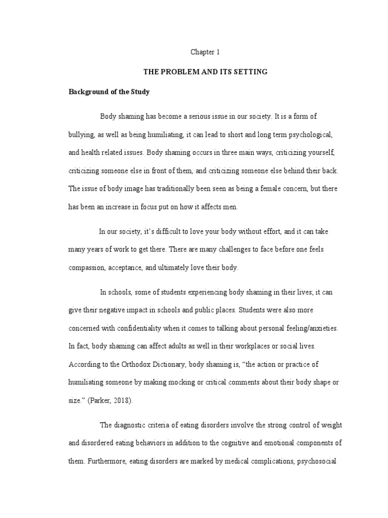 The Problem and Its Setting Background of The Study | PDF | Body Image ...