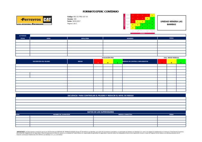 Formato IPERC Continuo - 2019 | PDF | Minería | Business