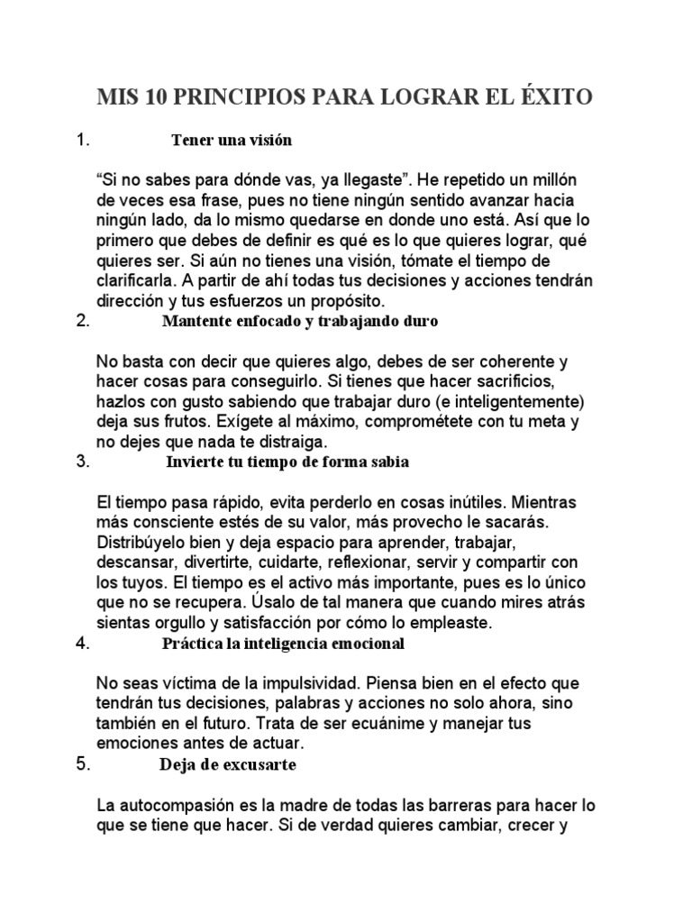 Mis 10 Principios y Valores para El Exito | PDF | Vida | Las emociones