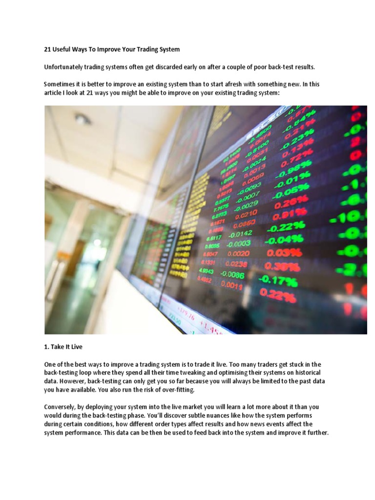 21 Useful Ways To Improve Your Trading System.pdf | PDF