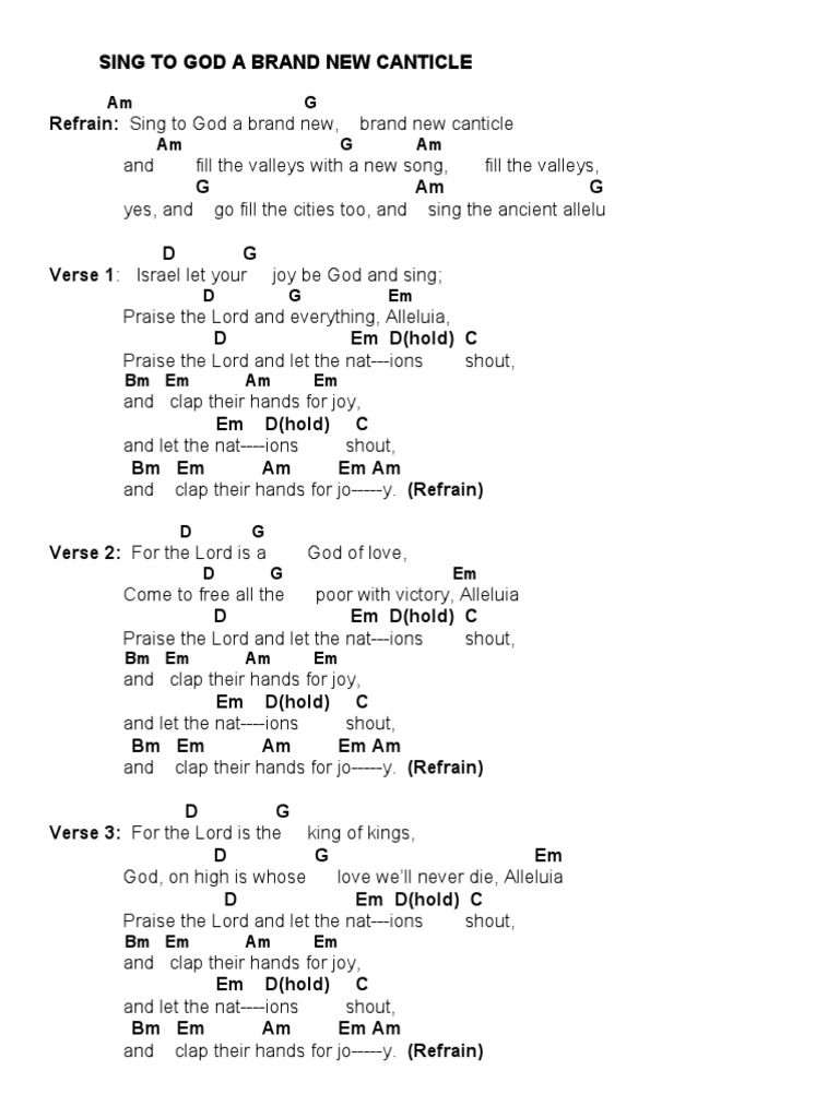 A New Song of Praise: Sing to God a Brand New Canticle | PDF ...