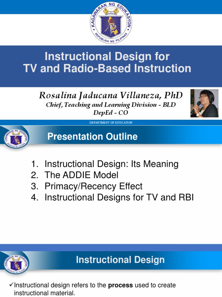 Presentation On Instructional Design For TV and Radio Based Instruction ...