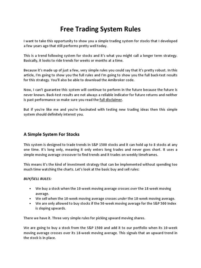 Free Trading System Rules | PDF