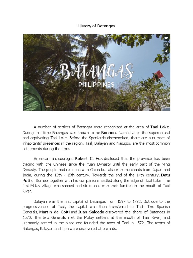 History of Batangas | PDF | Southeast Asia | Asia