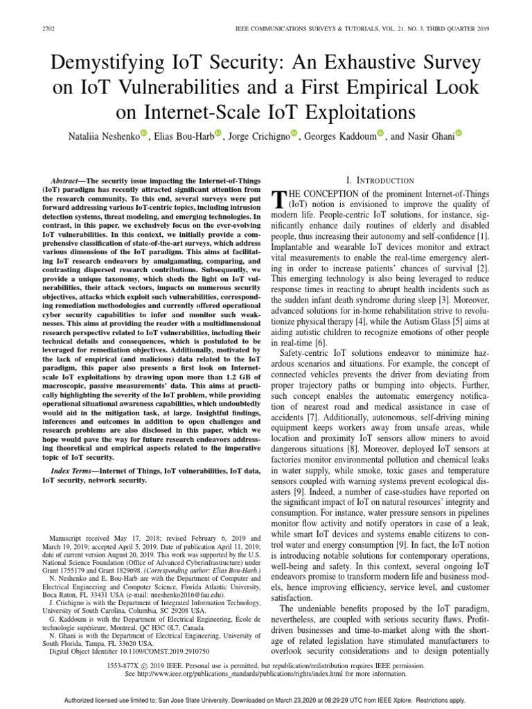 Demystifying IoT Security - An Exhaustive Survey On IoT Vulnerabilities ... Demystifying IoT Security - An Exhaustive Survey On IoT Vulnerabilities ...