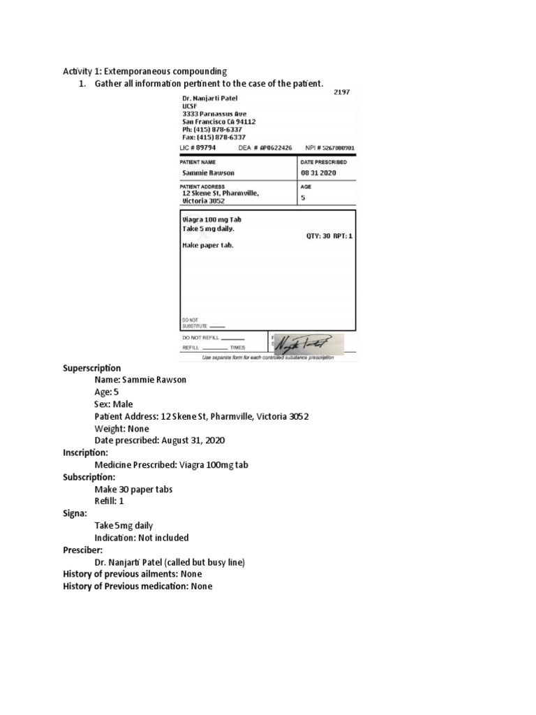 Activity 1 Extemporaneous Compounding | PDF