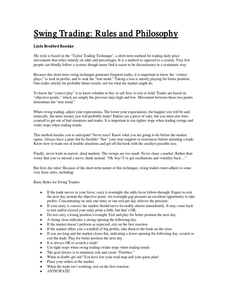 Swing TR Ading: Rules and Philosophy | PDF | Business