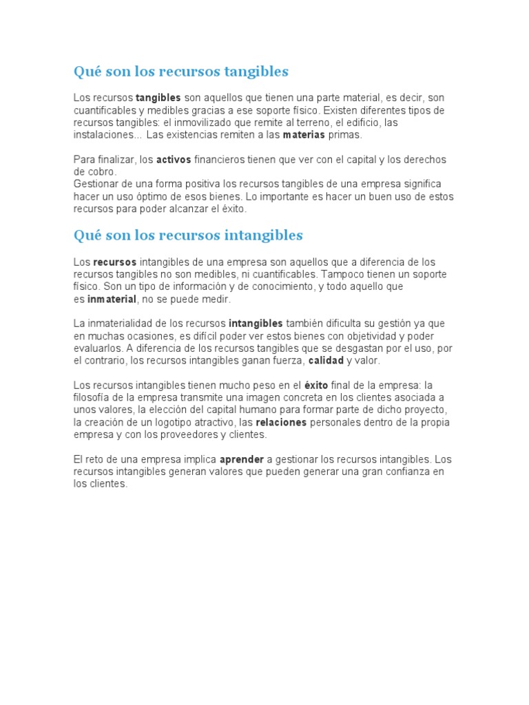Qué Son Los Recursos Tangibles | PDF