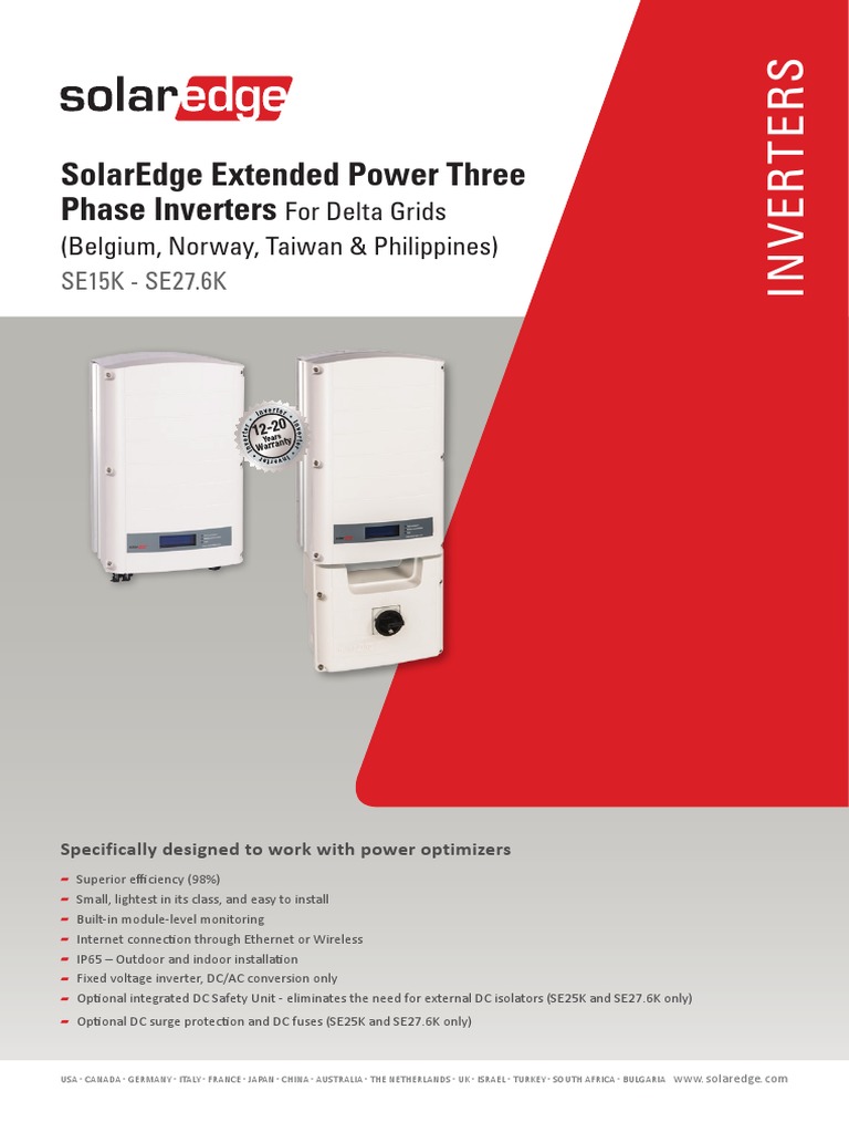 Solaredge Extended Power Three Phase Inverters: For Delta Grids ...