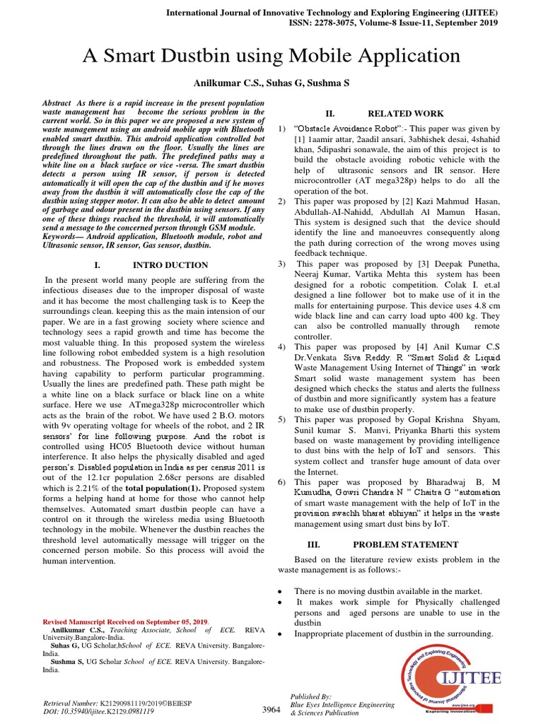 A Smart Dustbin Using Mobile Application: Anilkumar C.S., Suhas G ...
