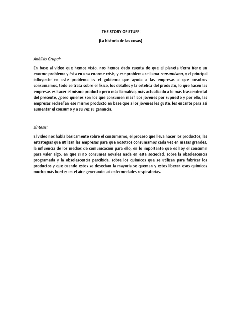 The Story Of Stuff PDF